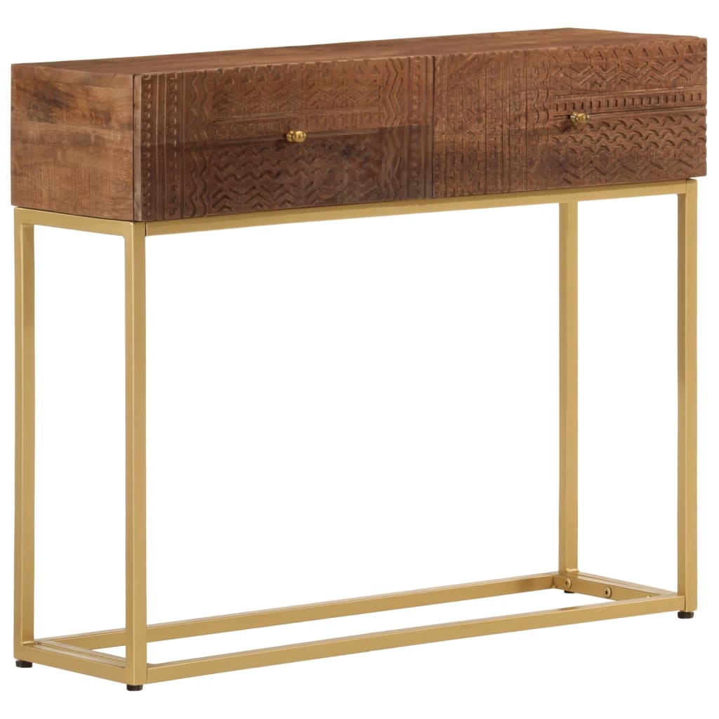 Table console 90x30x76 bois massif de manguier et fer | Leroy Merlin