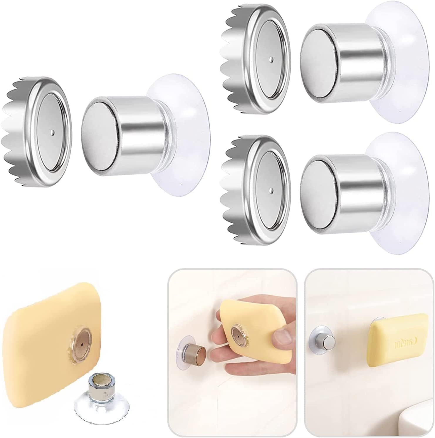 Lot de 3 Porte-Savon Magnétique à Ventouse | Porte Savon Aimanté Douche ...