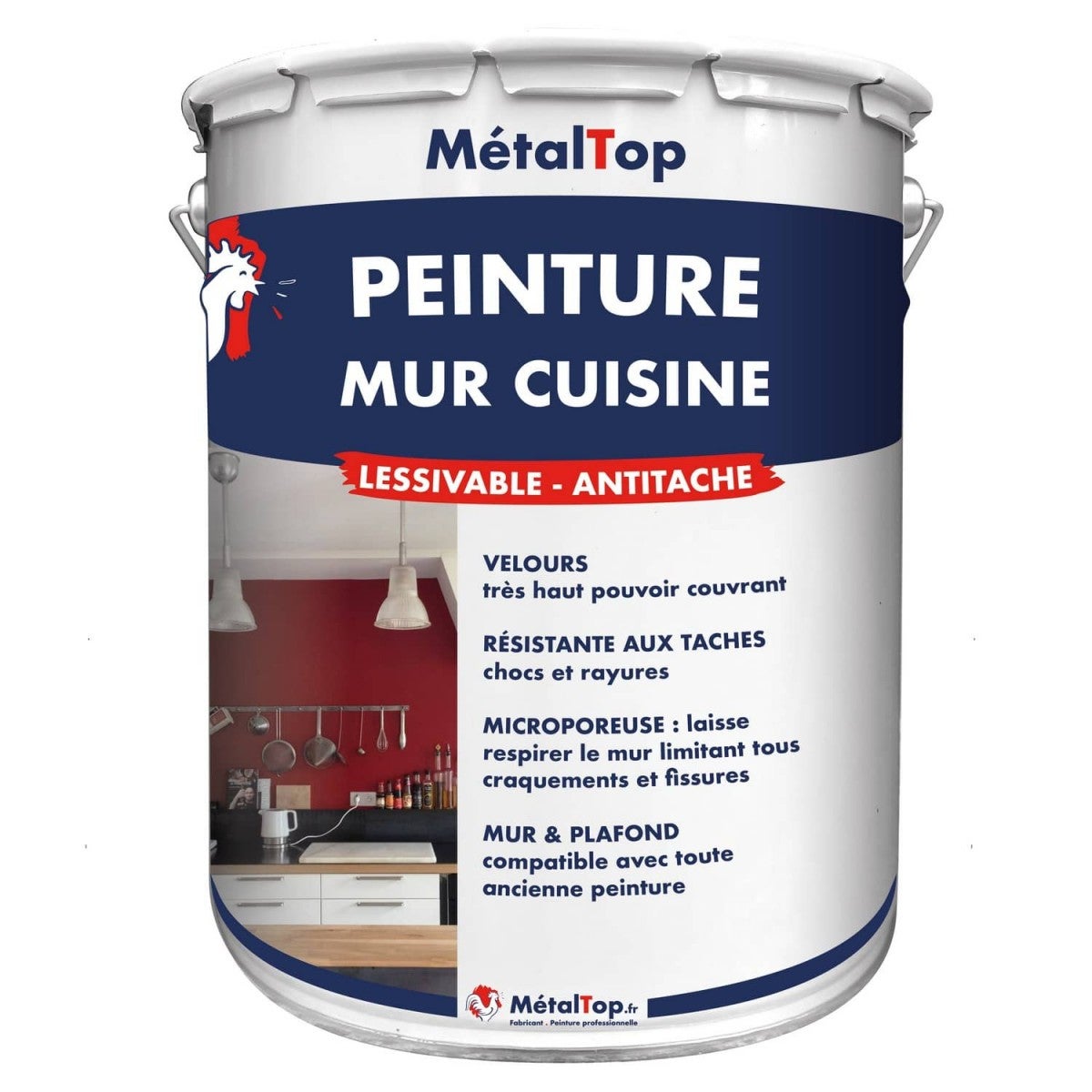 Peinture Mur Cuisine - Metaltop - Gris fenêtre - RAL 7040 - Pot 1L | Leroy Merlin
