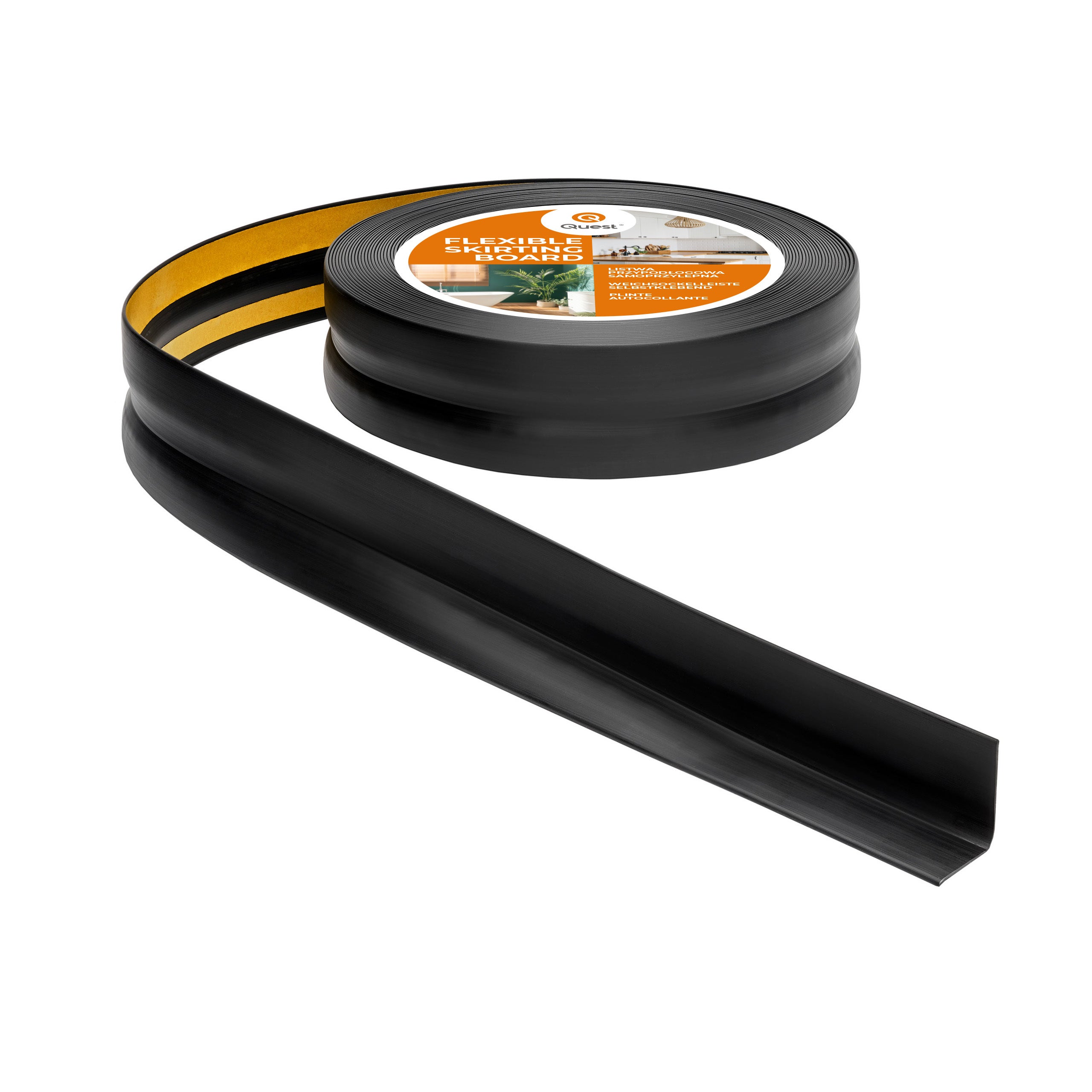 Plinthe PVC souple adhésive 32x23 mm - flexible, mur et sol, 25m, noir ...