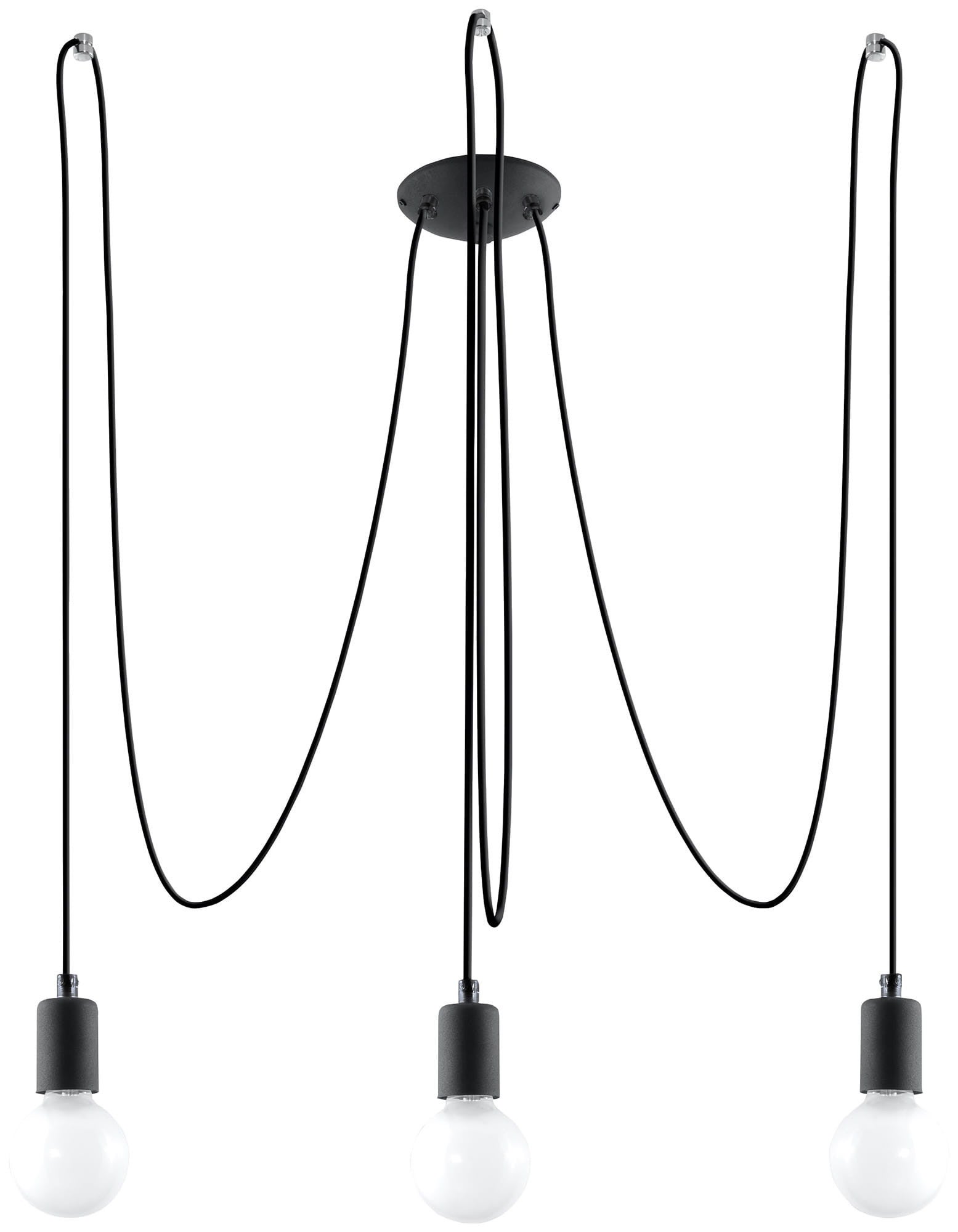 Lampa wisząca Edison czarna 3xE27x60W wym: 300 x 600 x 600 cm metal ...