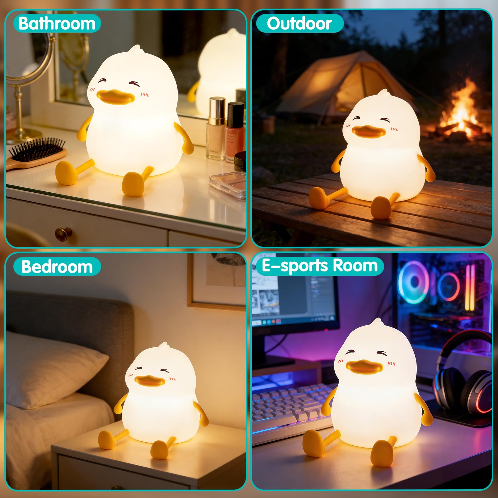 Lámpara de Noche Silicone Patito,Luz LED Regulable con Temporizador ...