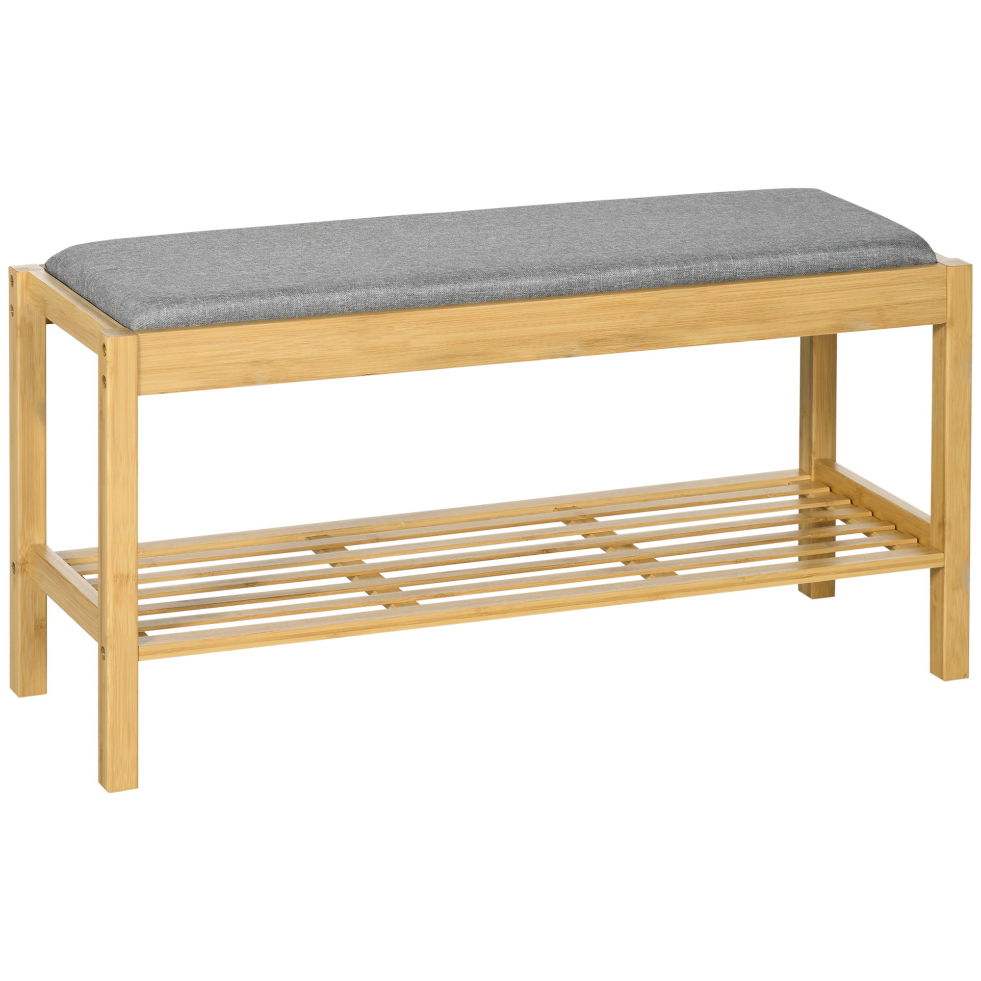 Banc à chaussures en bambou pour hall d'entrée HOMCOM 90x30x46 cm ...