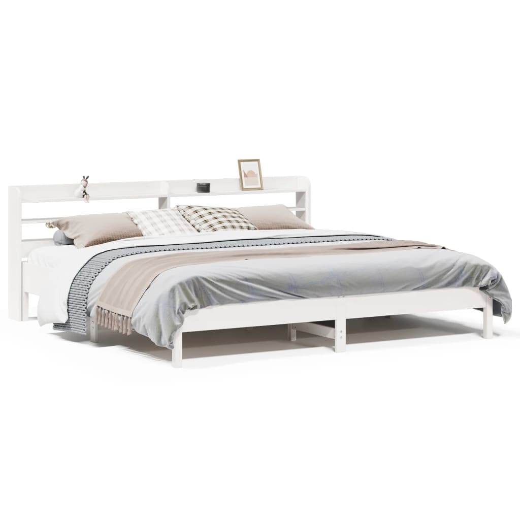 Lit Double | Lit Adulte | Cadre de lit sans matelas blanc 180x200 cm ...