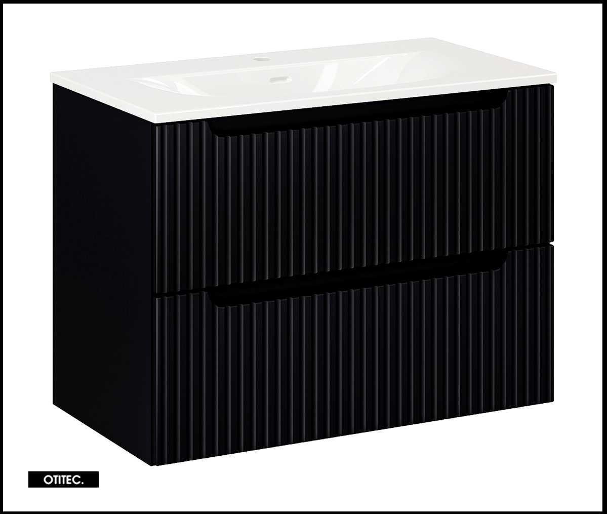 Mueble bajo lavabo de 80 cm - Con lavabo empotrable - Negro - 2 cajones - VOLTA BLACK | Leroy Merlin