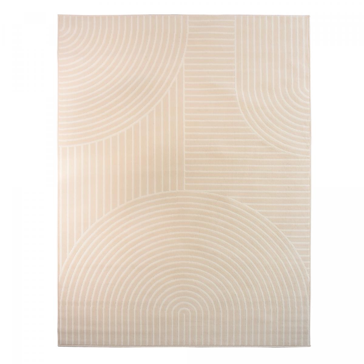 Tapis salon 200x290 tissé beige rectangle motif géométrique LYN49 ...