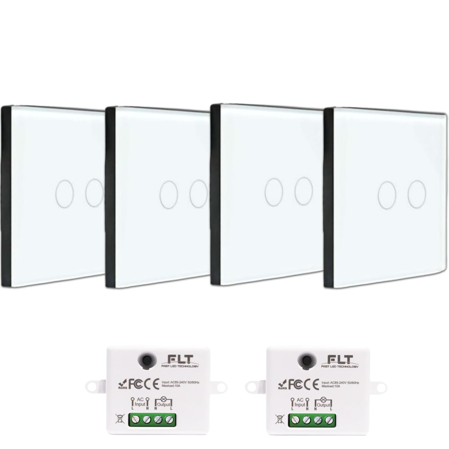 Kit interrupteur sans fil tactile prêt à poser - 2 interrupteurs DOUBLE ...