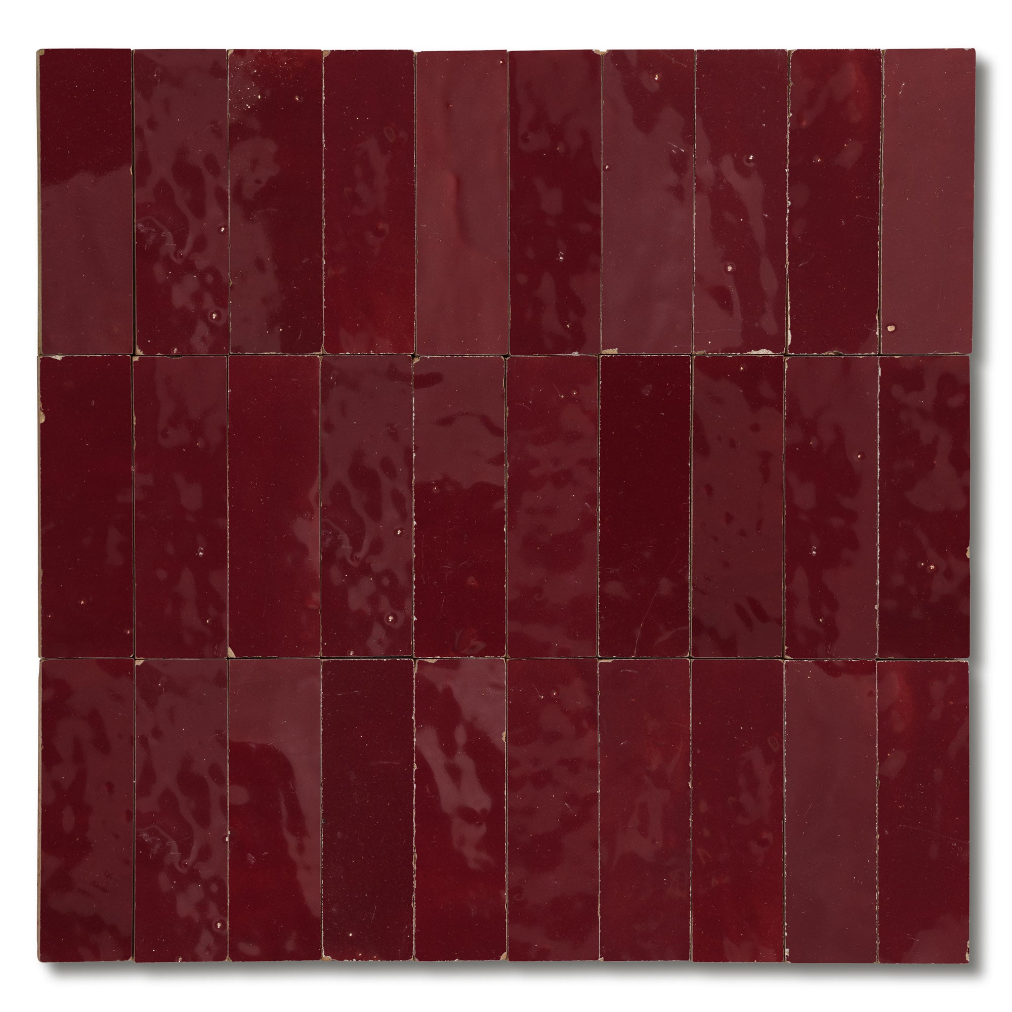 Zellige Marocain Artisanal Véritable - Rouge Lie de vin 3x10 cm - Carrelage mur - RO'MA Nature ...