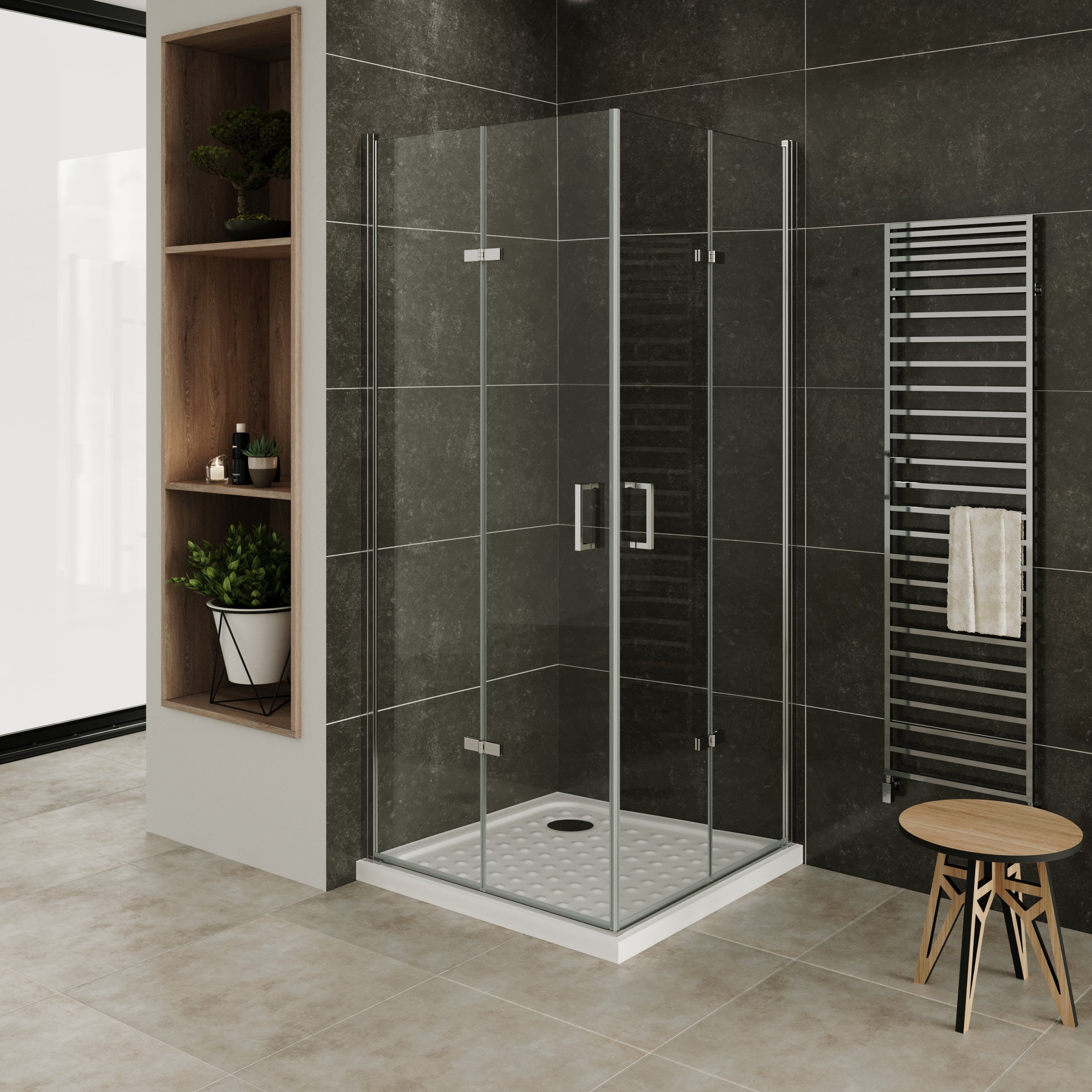 Mampara de Ducha Matilde 75x80x190cm, REVERSIBLE, Puertas Plegables ...