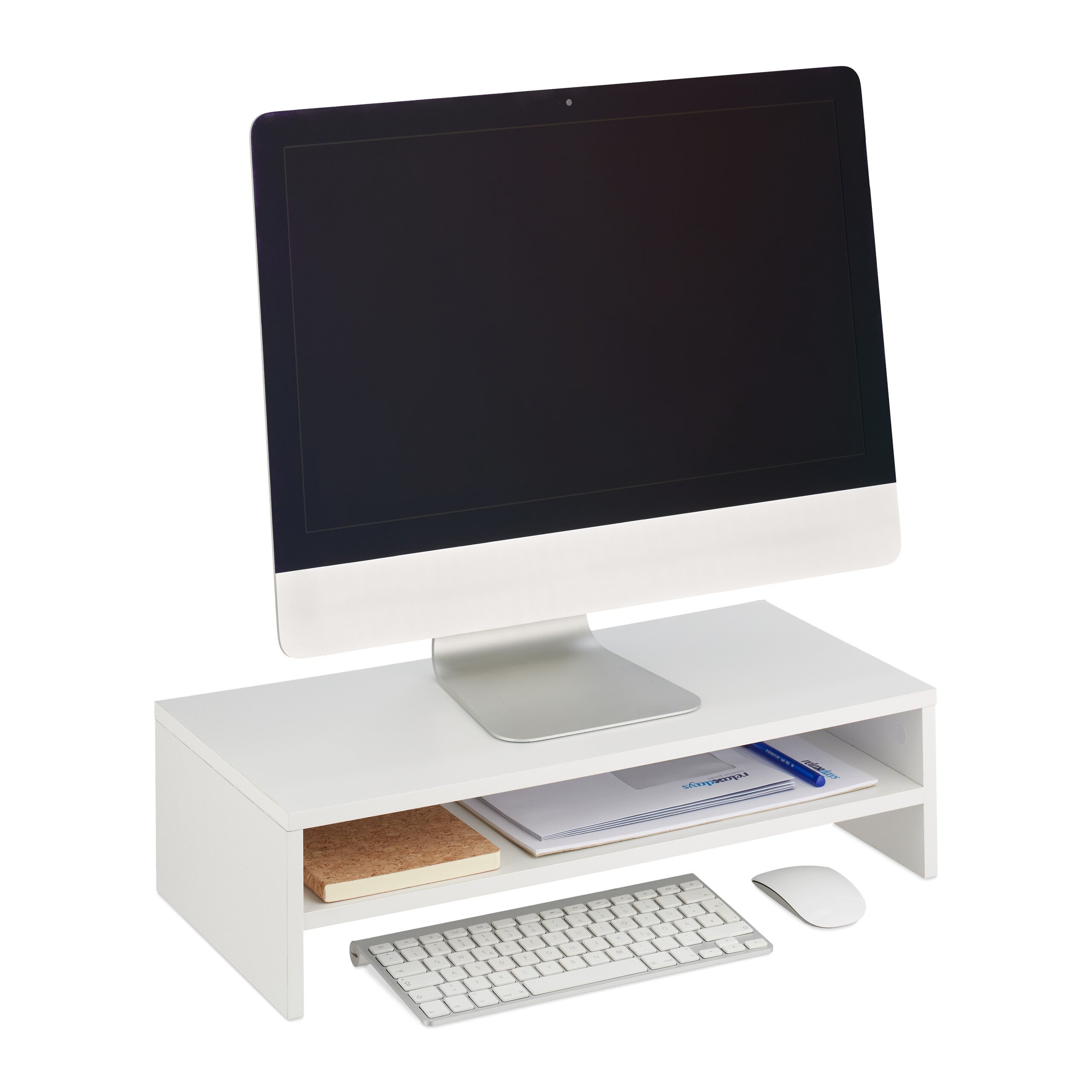 Relaxdays Support pour moniteur, rangement supplémentaire, design ...