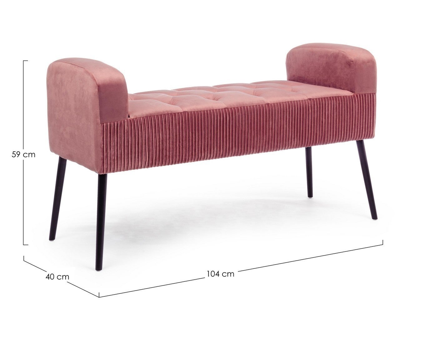 Banc Odilon en métal et velours vieux rose | Leroy Merlin