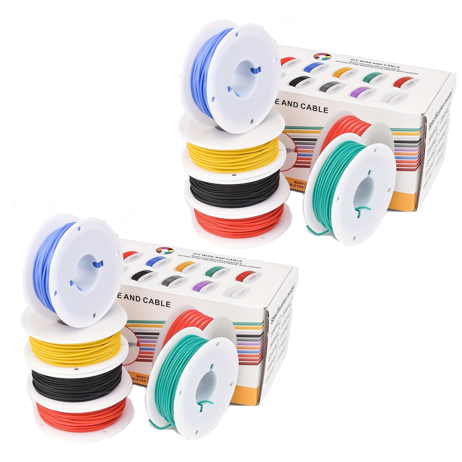 Deux boîtes de fil électronique PVC, cuivre étamé 30 AWG, 5 couleurs ...