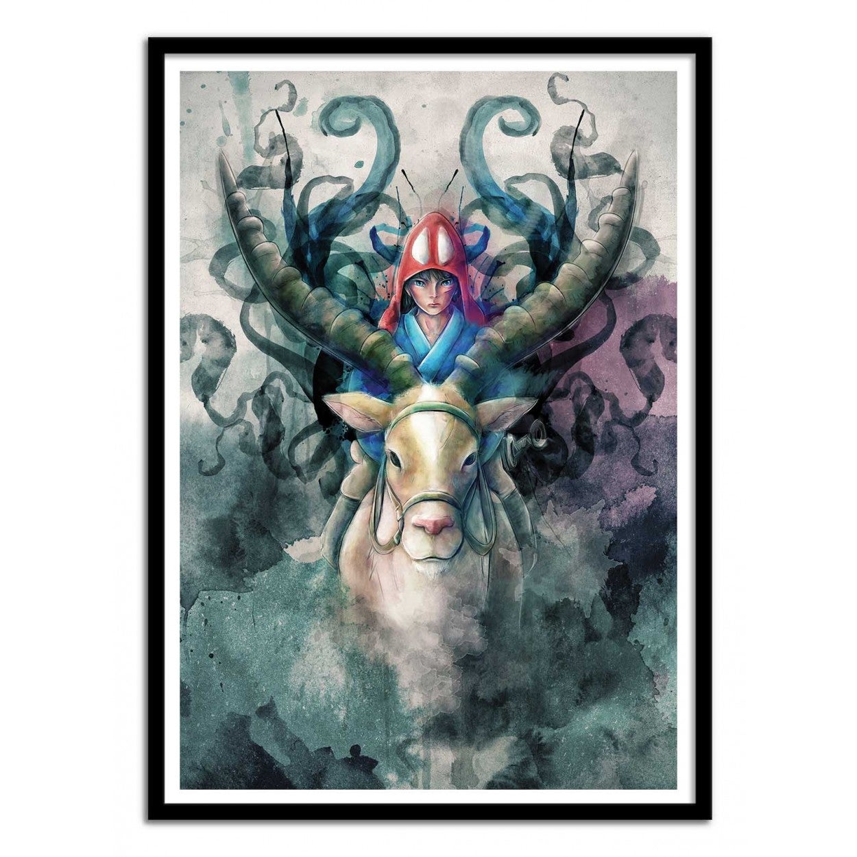 Art-Poster - Ashitaka - Barrett Biggers - avec cadre noir 30 x 40 cm ...
