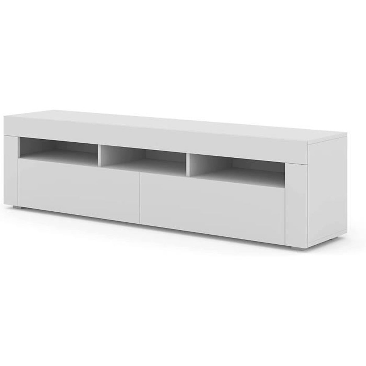 Moreno Meuble TV bas universel 160 cm à suspendre ou à poser Blanc mat ...