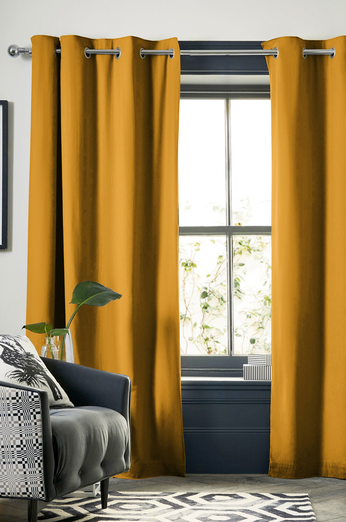 1 Rideau Occultant isolant 140 x 180 cm Laponi Moutarde | Leroy Merlin