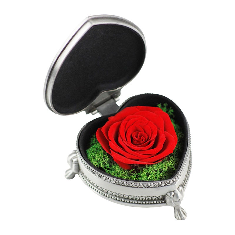 Rose véritable stabilisée, cadeau romantique (coffret en forme de cœur ...