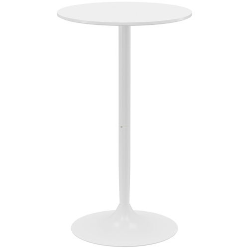 Table de bar ronde réglable en hauteur avec plateau MDF blanc et base ...