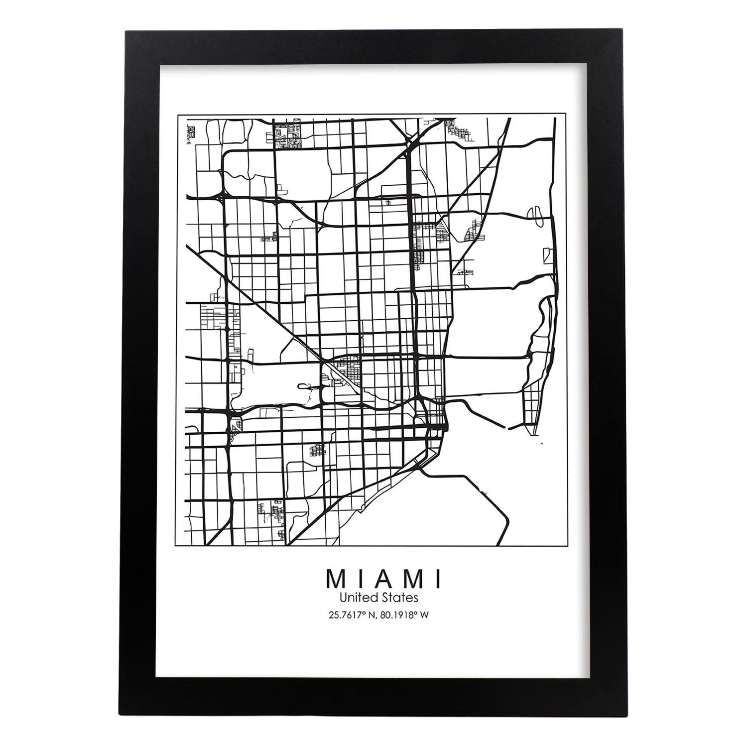 Poster Con Mapa De Miami. Lámina De Estados Unidos, Con Imágenes De ...