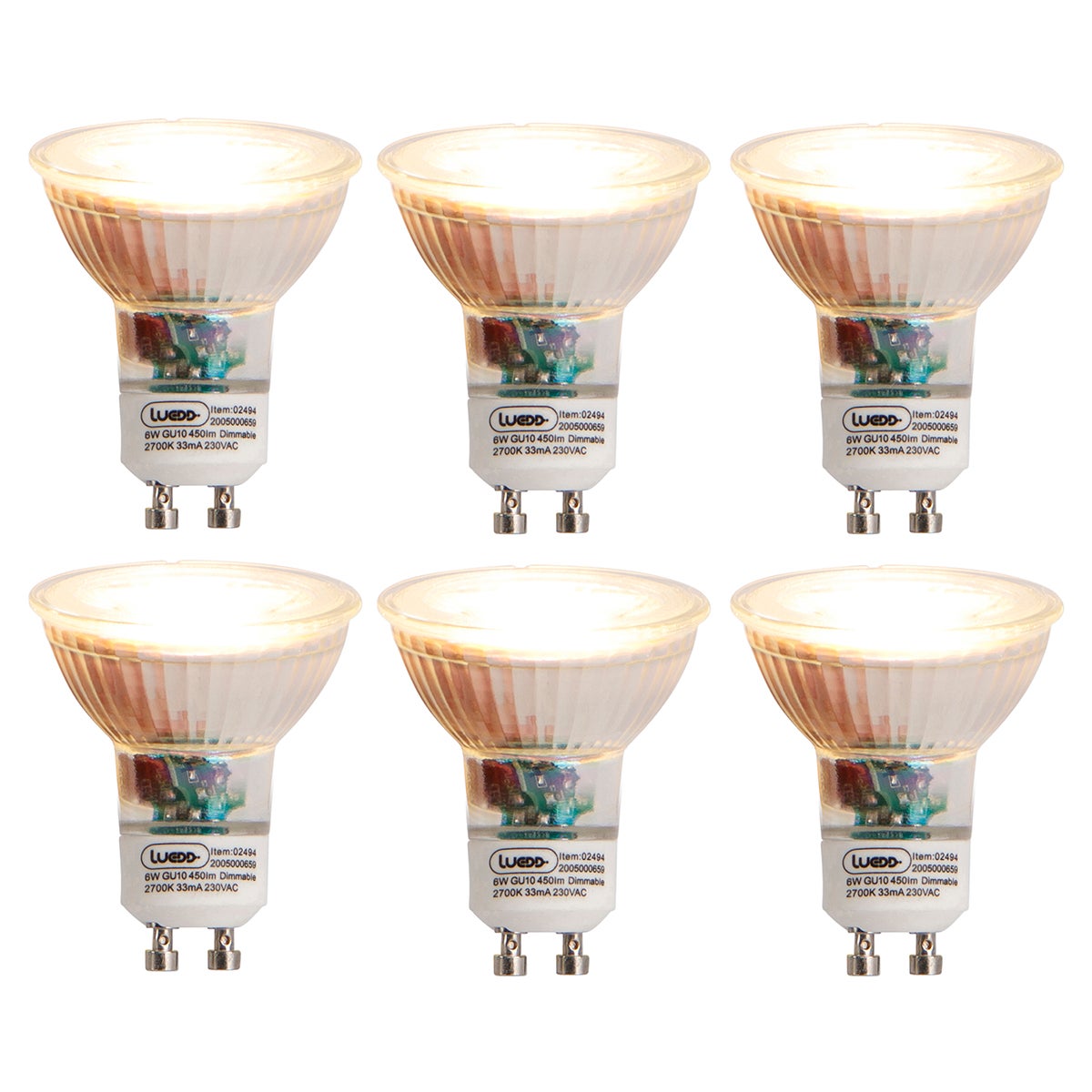 Set de 6 bombillas LED GU10 regulables 6W 450 lm 2700K | Leroy Merlin