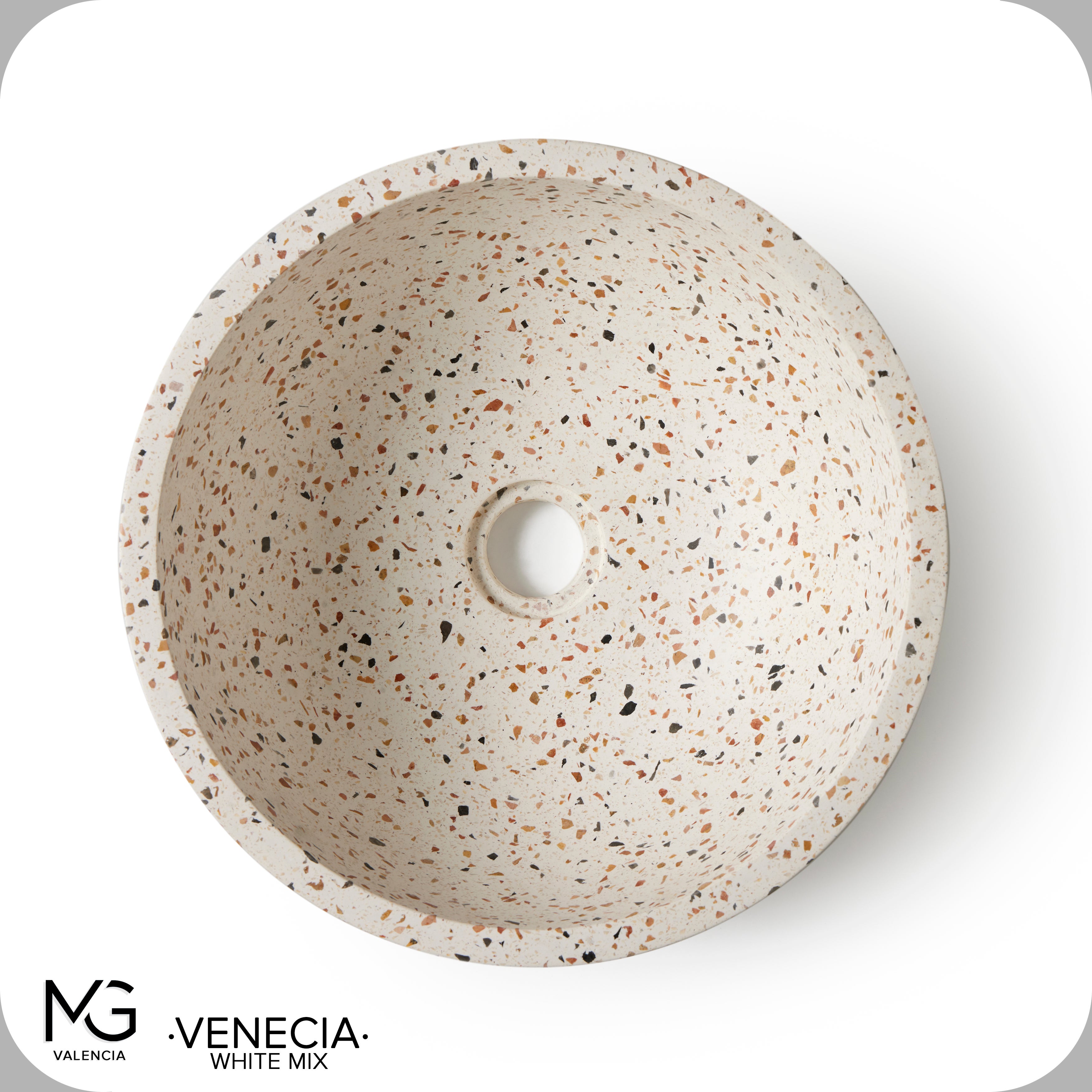 Lavabo d'appoggio in terrazzo | VENECIA WHITE MIX | 35x35x13cm | Leroy ...