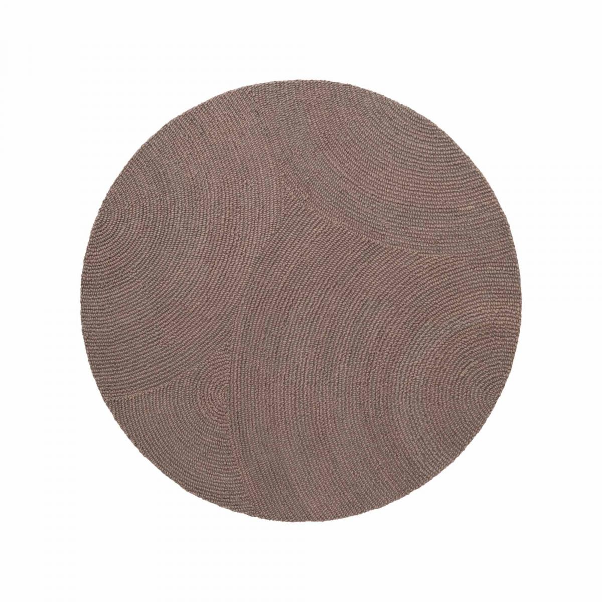 Tapis rond 120 x 120-cm, laine tissée à la main, forme ronde, marron ...