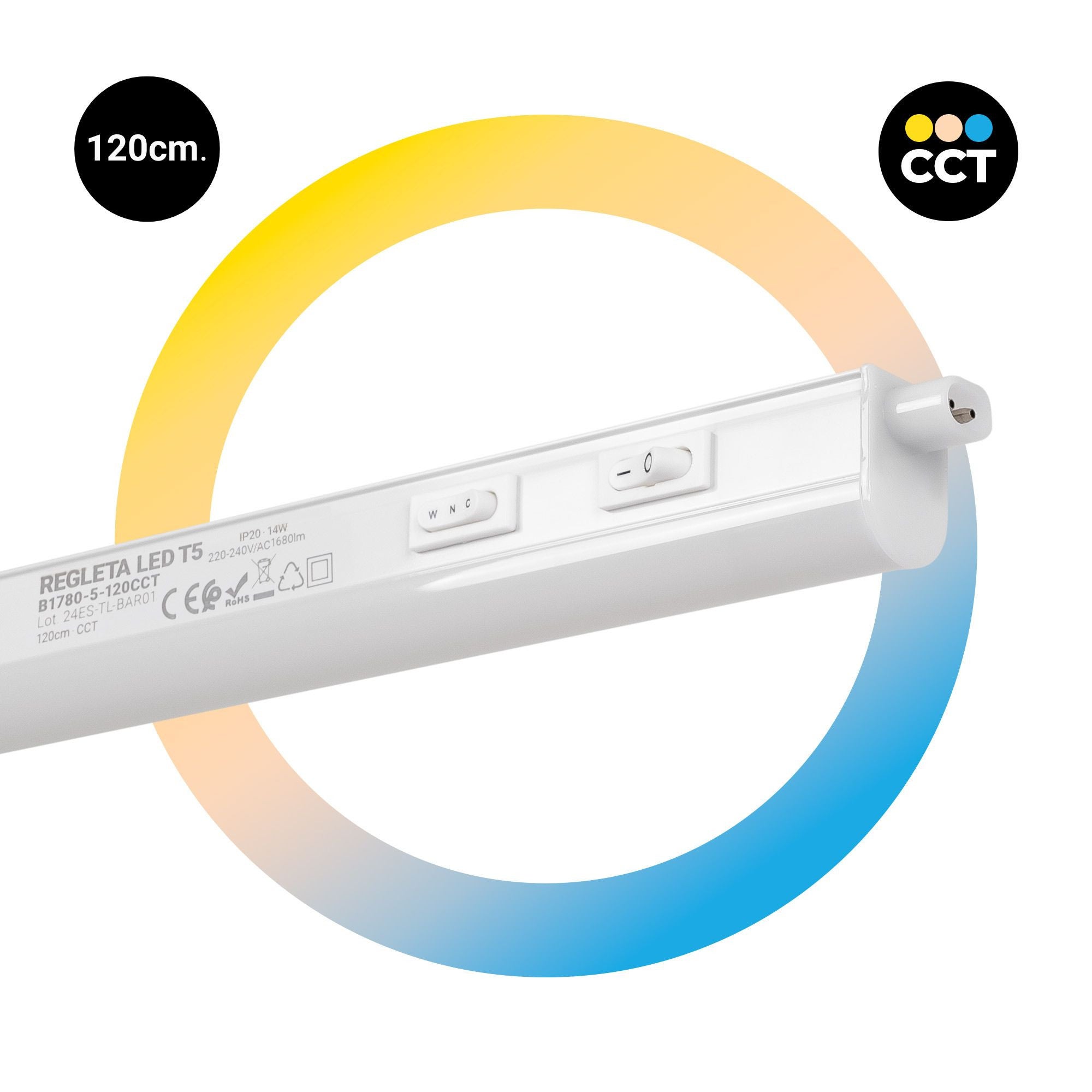 Réglette LED sous meuble T5 - 14W - CCT - 120 cm - Opal | Leroy Merlin