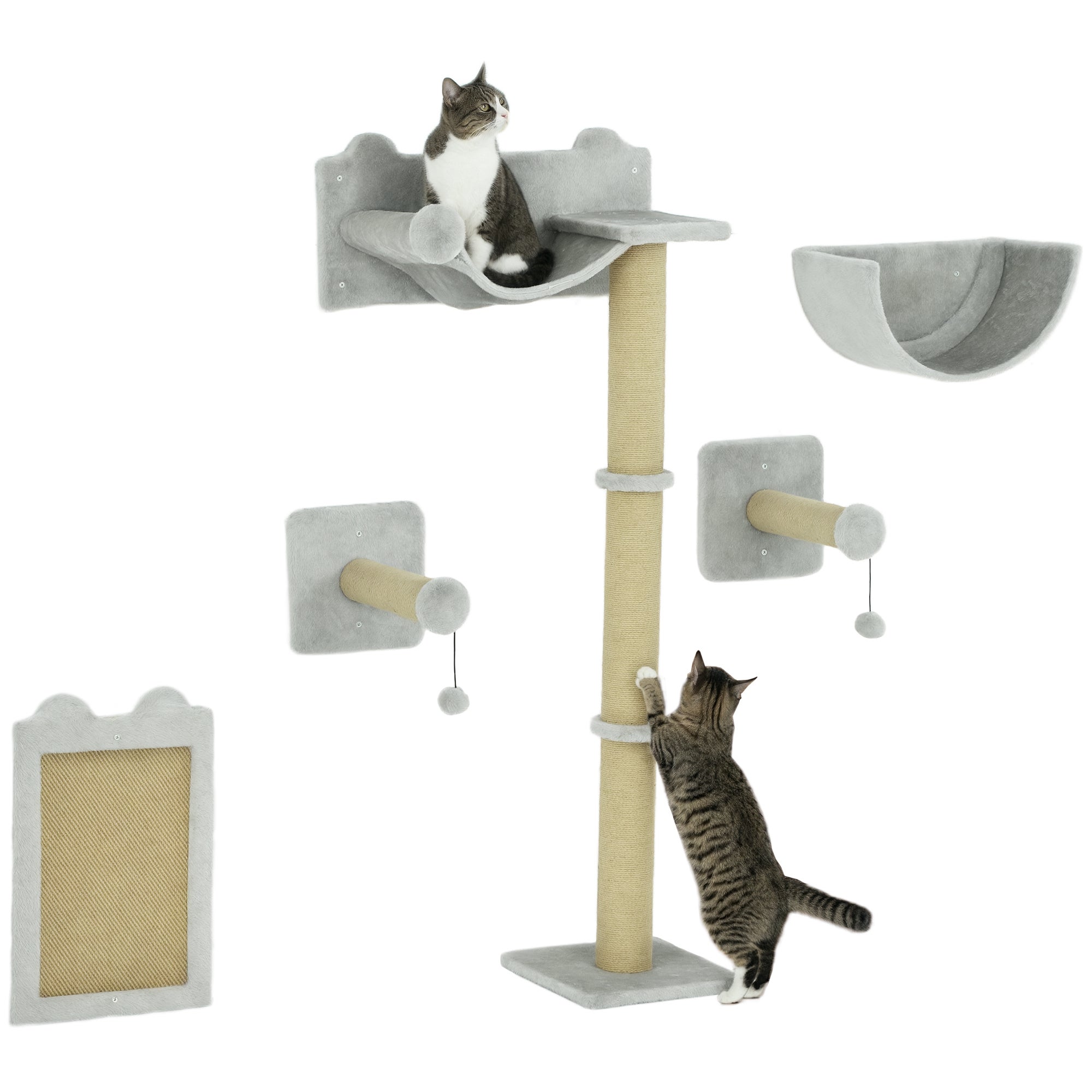 Kit mural pour chat en 5 pièces, comprenant un griffoir, un tapis à ...