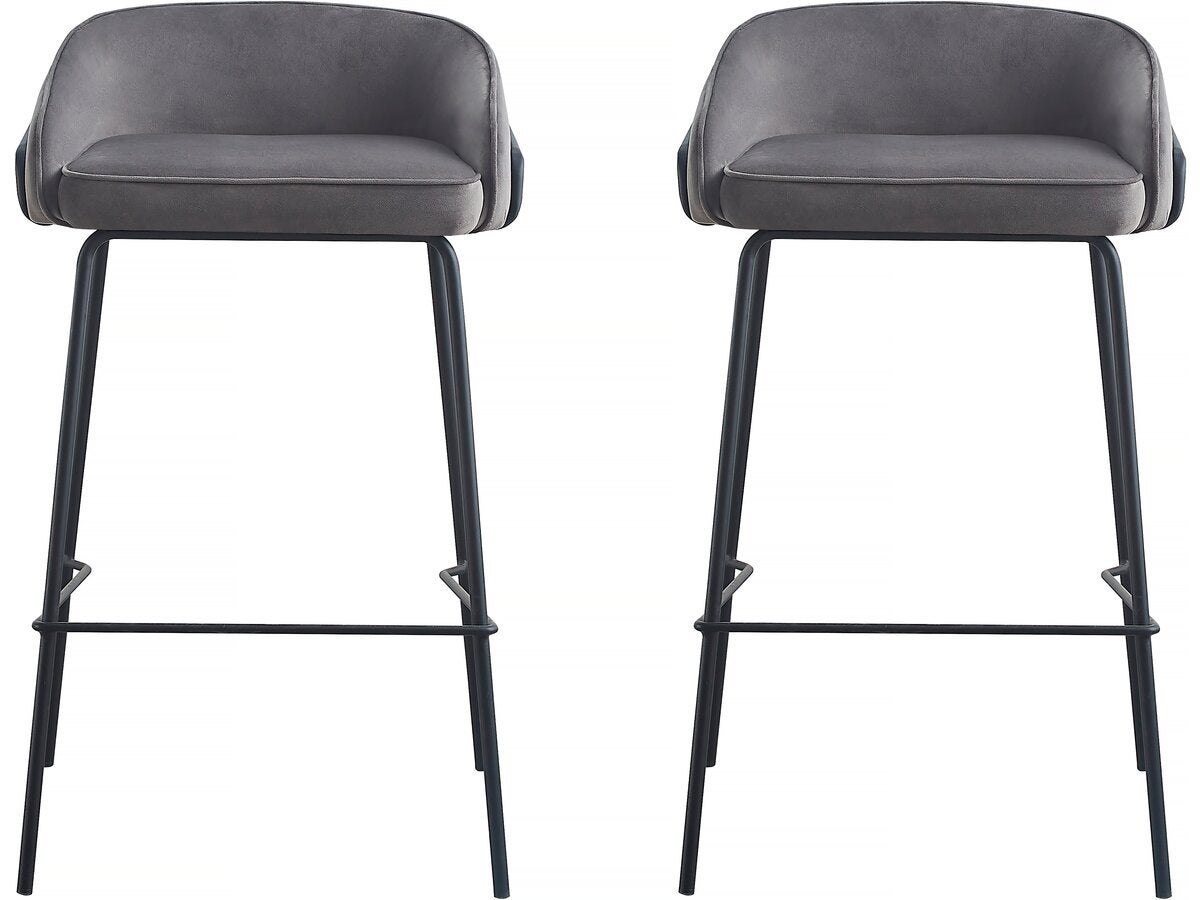 Set de 2 tronas de terciopelo "Eira" - Gris | Leroy Merlin