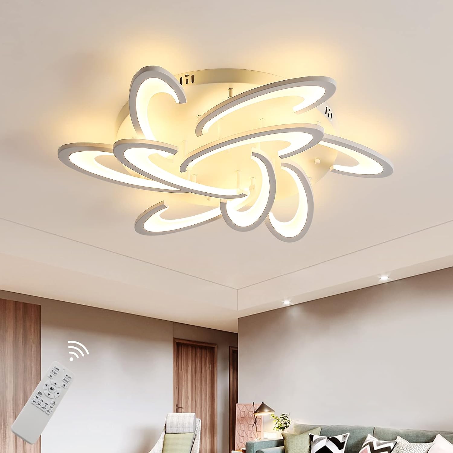 GOECO Plafonnier LED Dimmable - Luminaire de Plafond à 9 Têtes avec ...