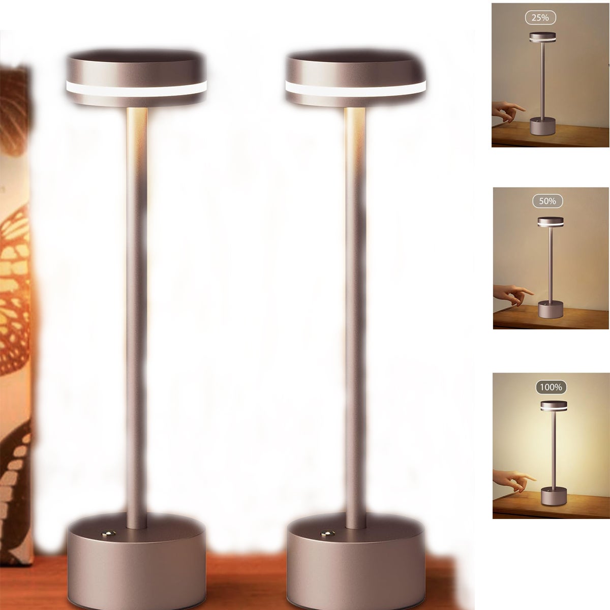 Lampe de bureau rechargeable, lampe de bureau LED sans fil, gradation à ...