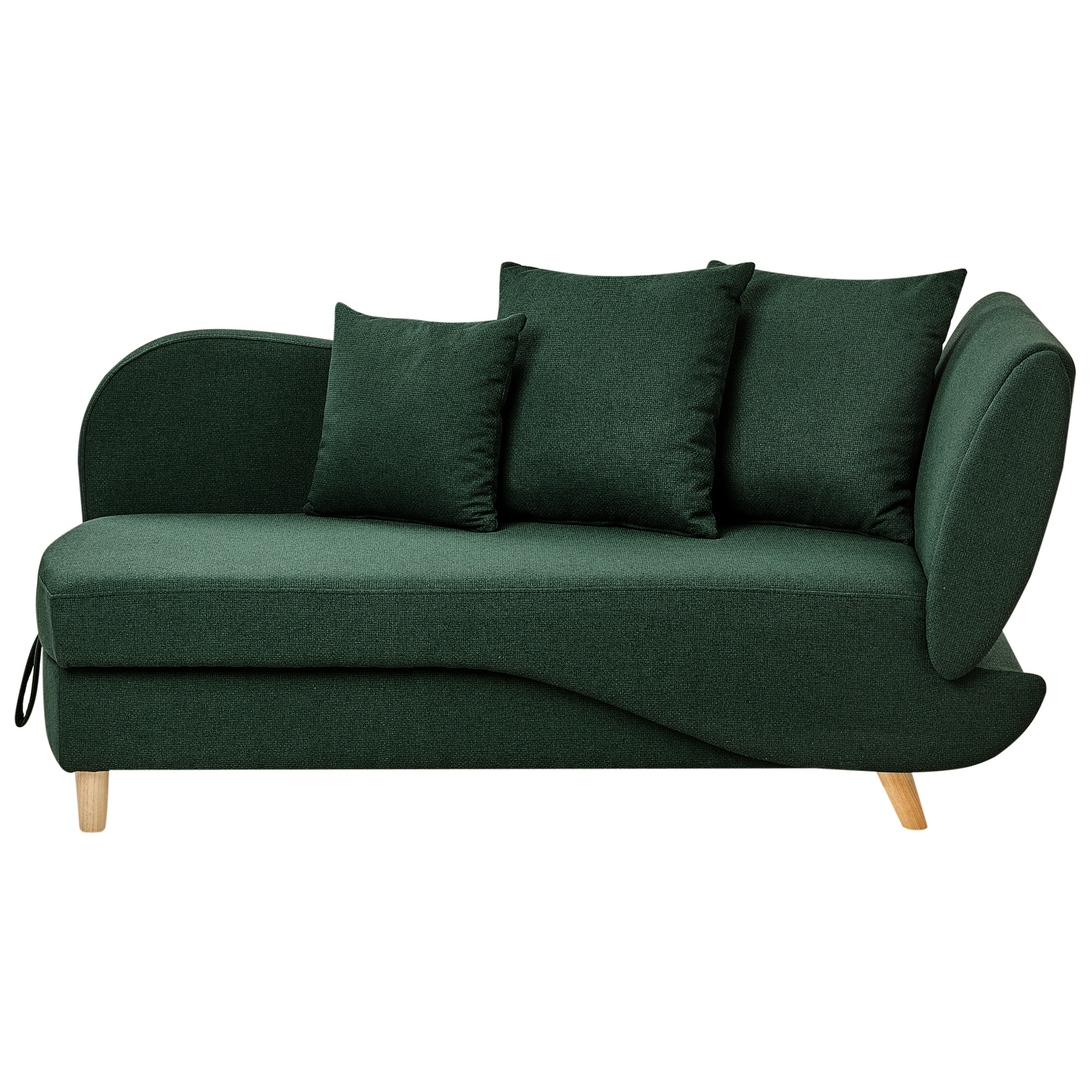 Méridienne Chaise Longue Verte Côté Droit en Tissu Lin de Qualité avec ...