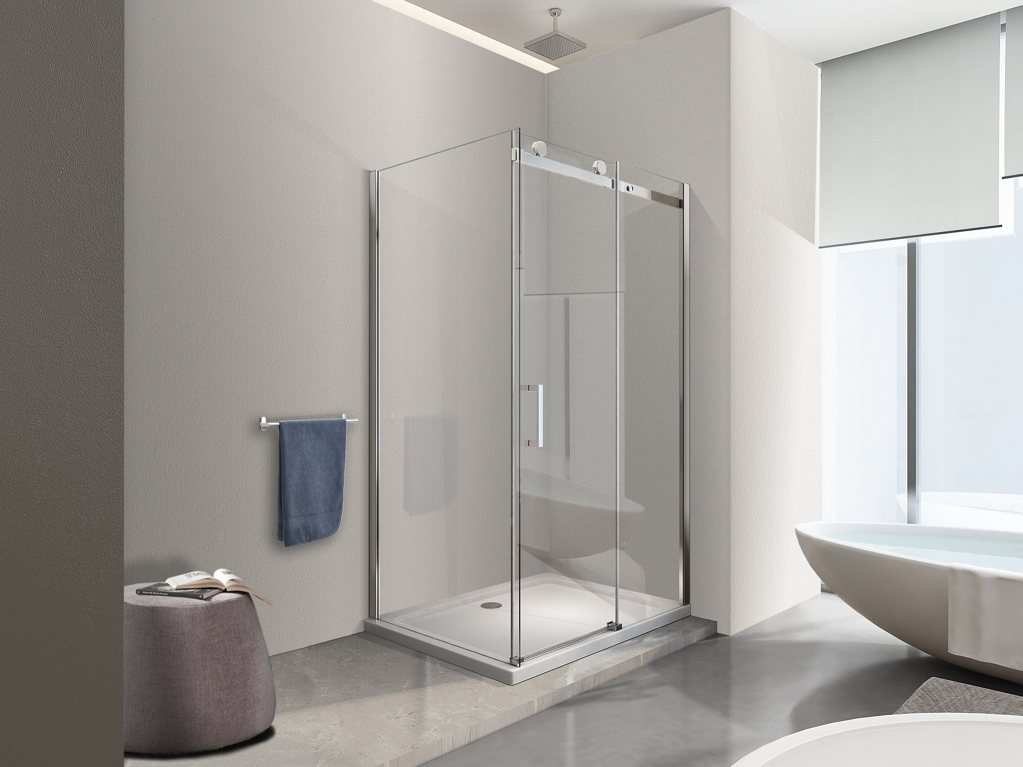 NALA Douche de 8 mm H.190 avec un paroi fixe et une porte coulissante ...