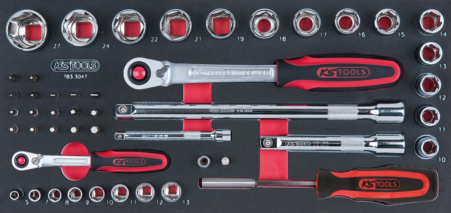 KS TOOLS SCS CHROMEplus 1/4"+1/2" Module de douilles, 47 pcs, modules | Leroy Merlin