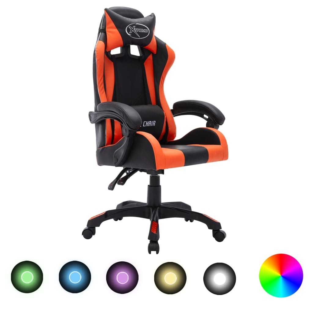 Sedia da Gaming con Luci a LED RGB Arancione e Nera Similpelle vidaXL ...