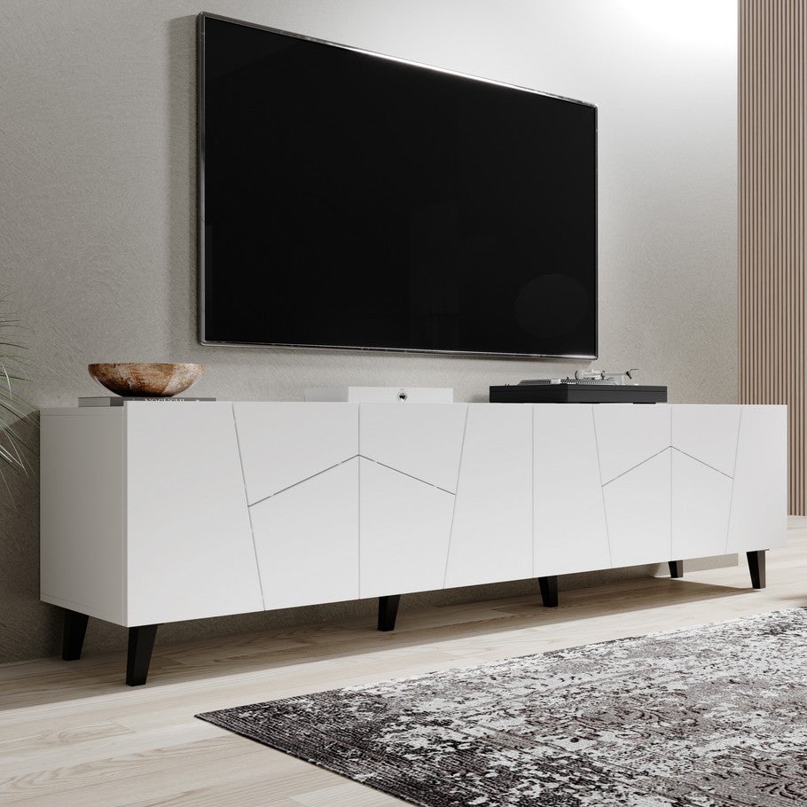 Meuble TV design blanc mat 200 cm Fuji | Leroy Merlin