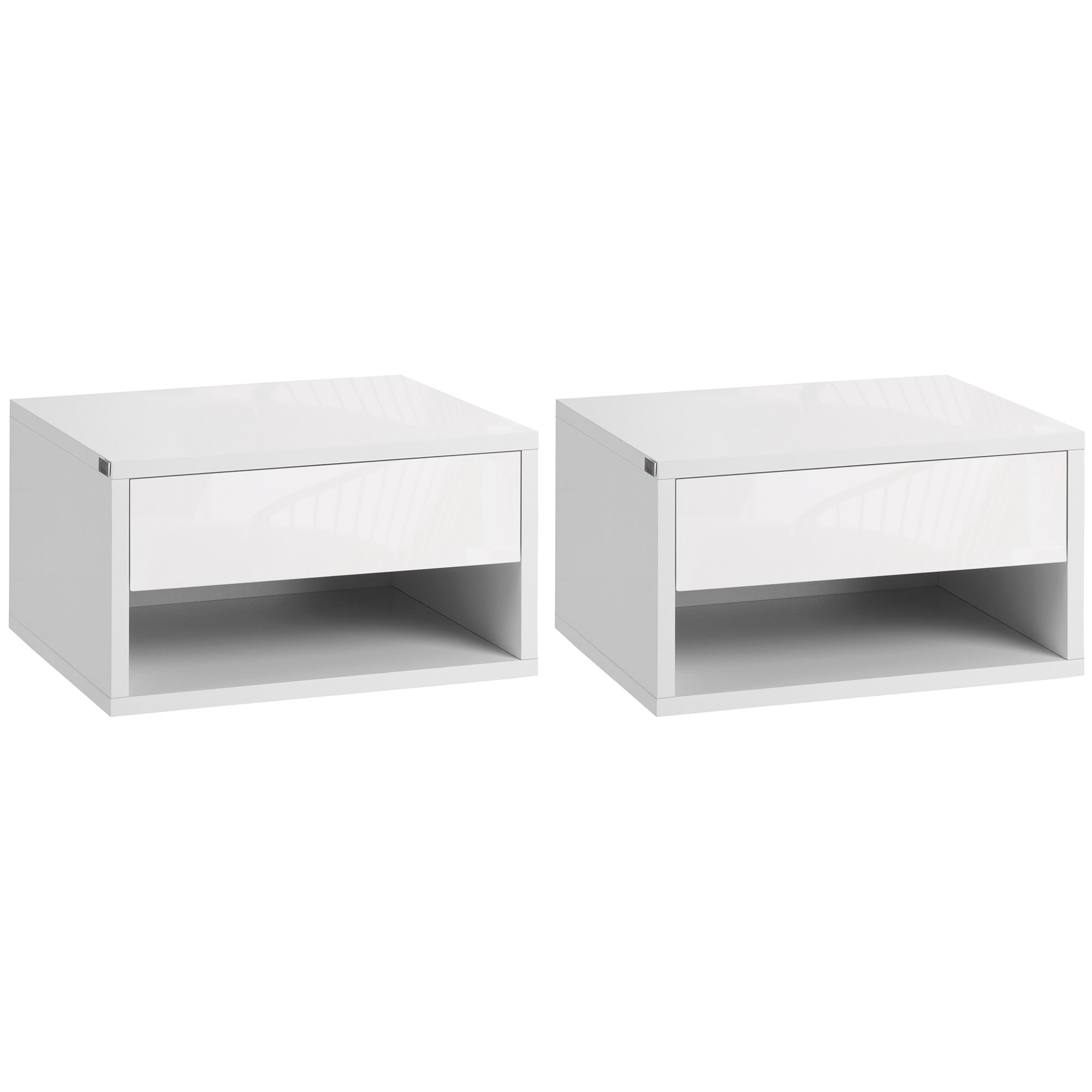 Lot de 2 tables de chevet murales table de nuit tiroir coulissant niche ...