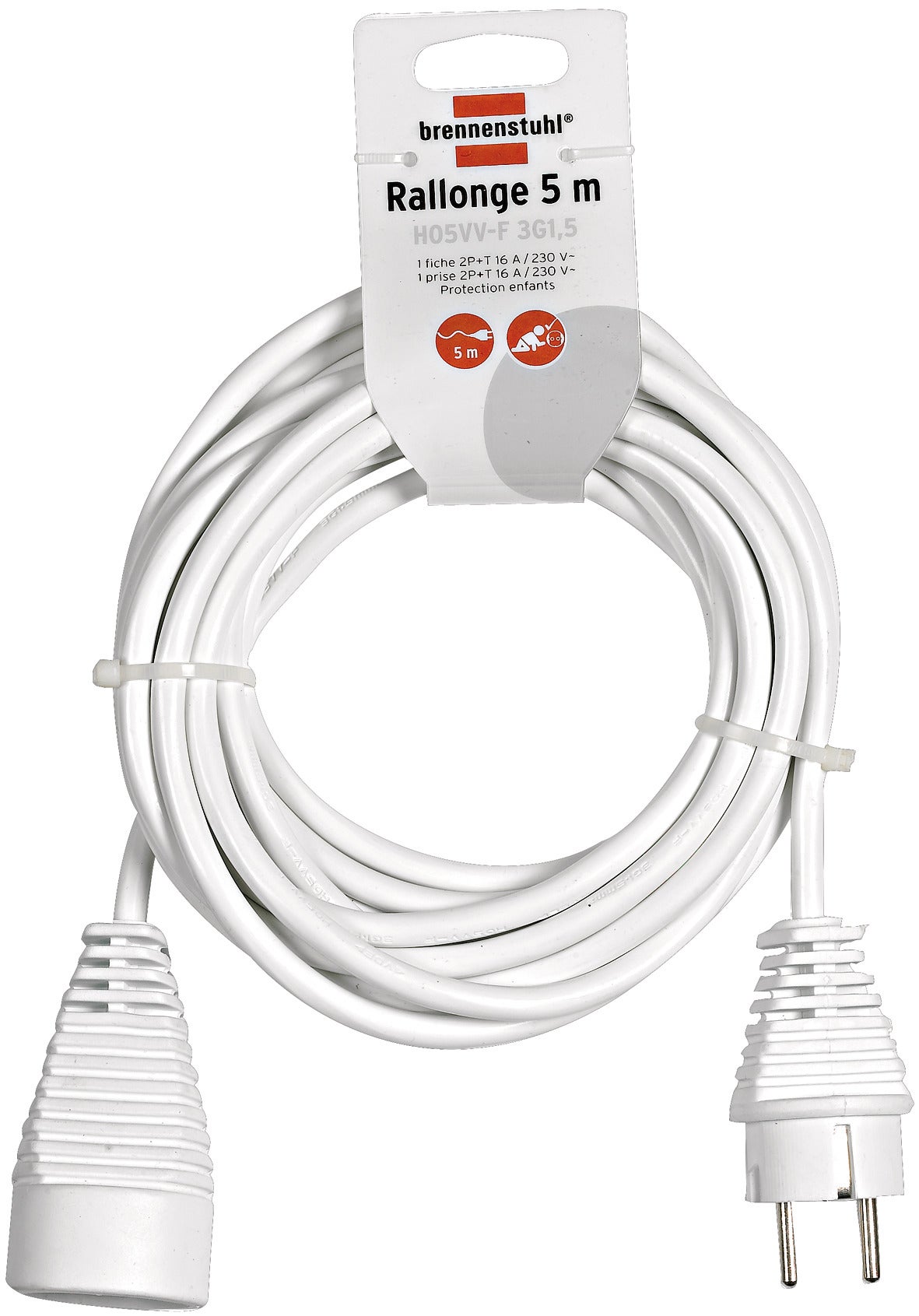 Rallonges standard blanche 5 mètres 3G1,5 | Leroy Merlin