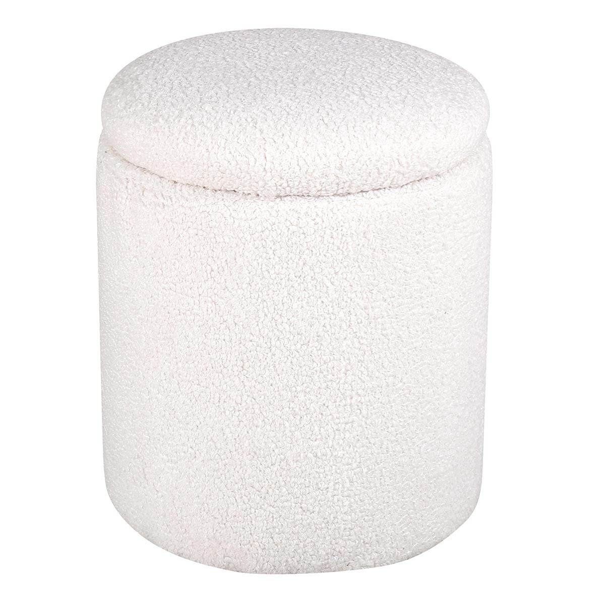 Pouf Coffre Tissu Bouclette "Limpen" 40cm Blanc | Leroy Merlin
