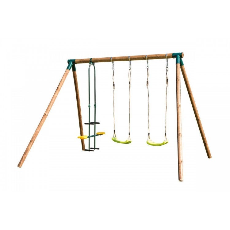 Balançoire triple en bois rond Masgames ETNA XL + siège face à face ...