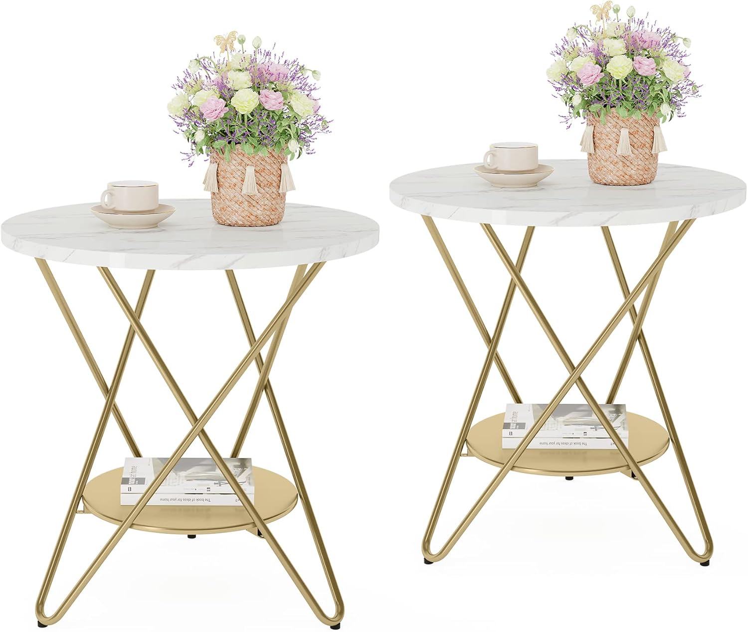 Tribesigns Tables Basses de Salon Effet Marbré Ronde，Petite Tables d ...