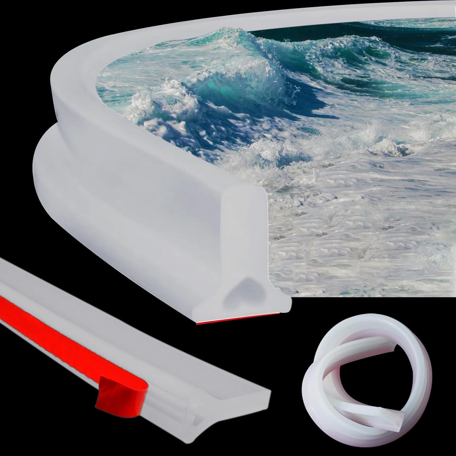 Umbral de ducha de silicona, barra de agua, mampara de ducha plegable ...