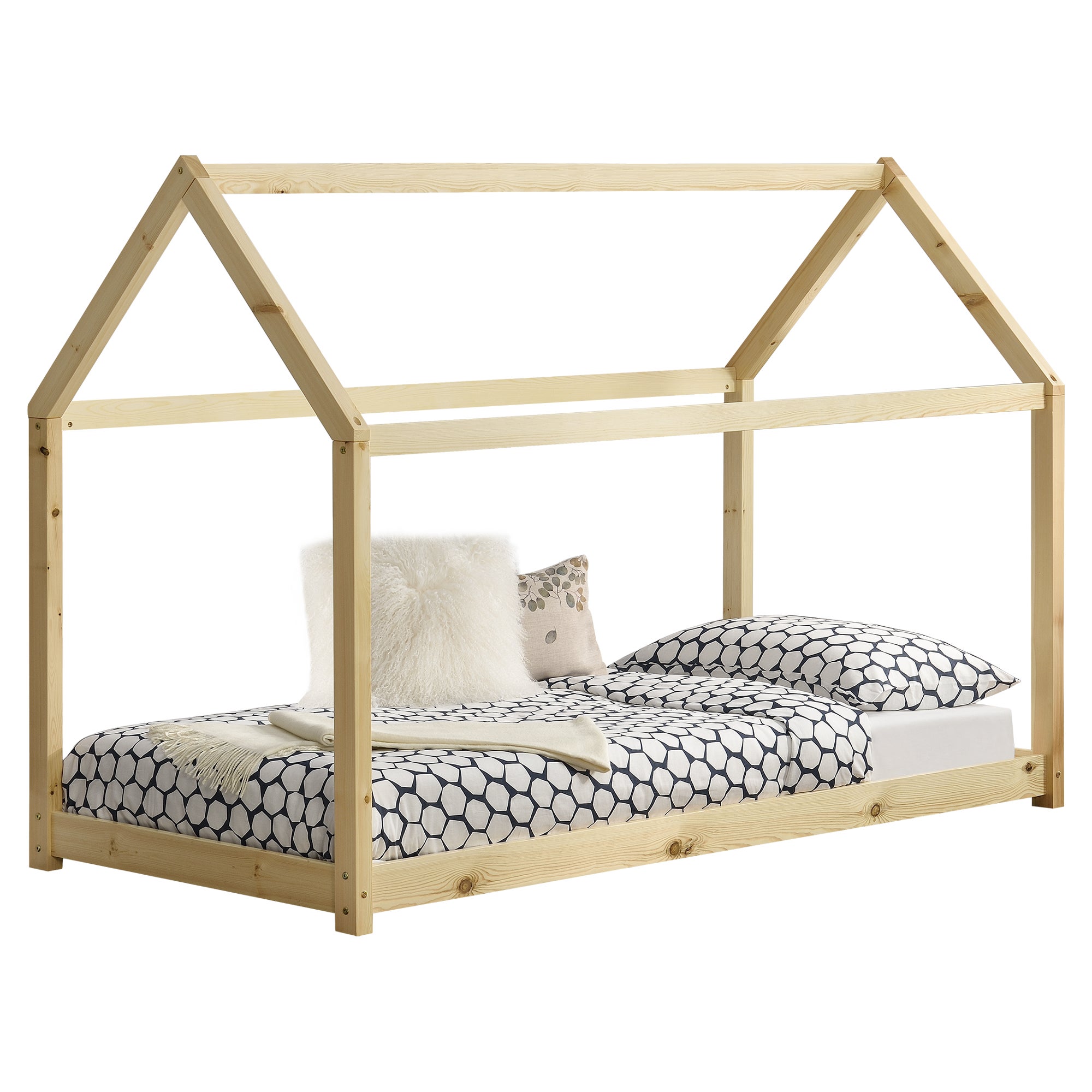 Lit Enfant Design Maison Netstal Pin 90 x 200 cm Bois Naturel [en.casa ...