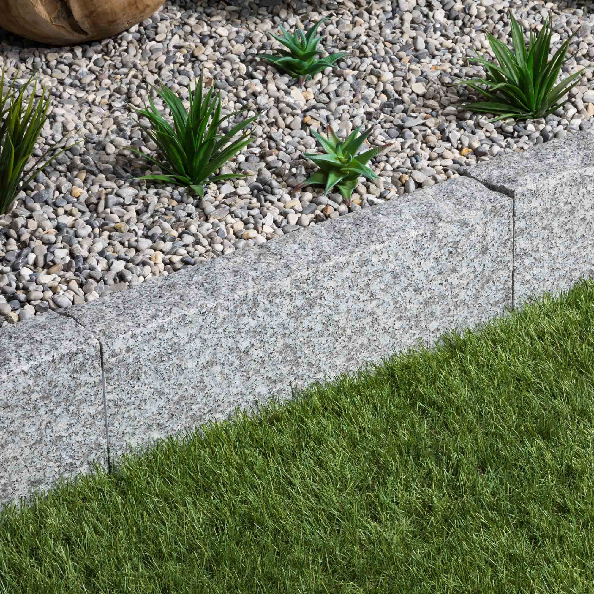 Bordure de jardin pierre Granit Gris Tarn H.20 x L.50 x P.8 cm (à l ...