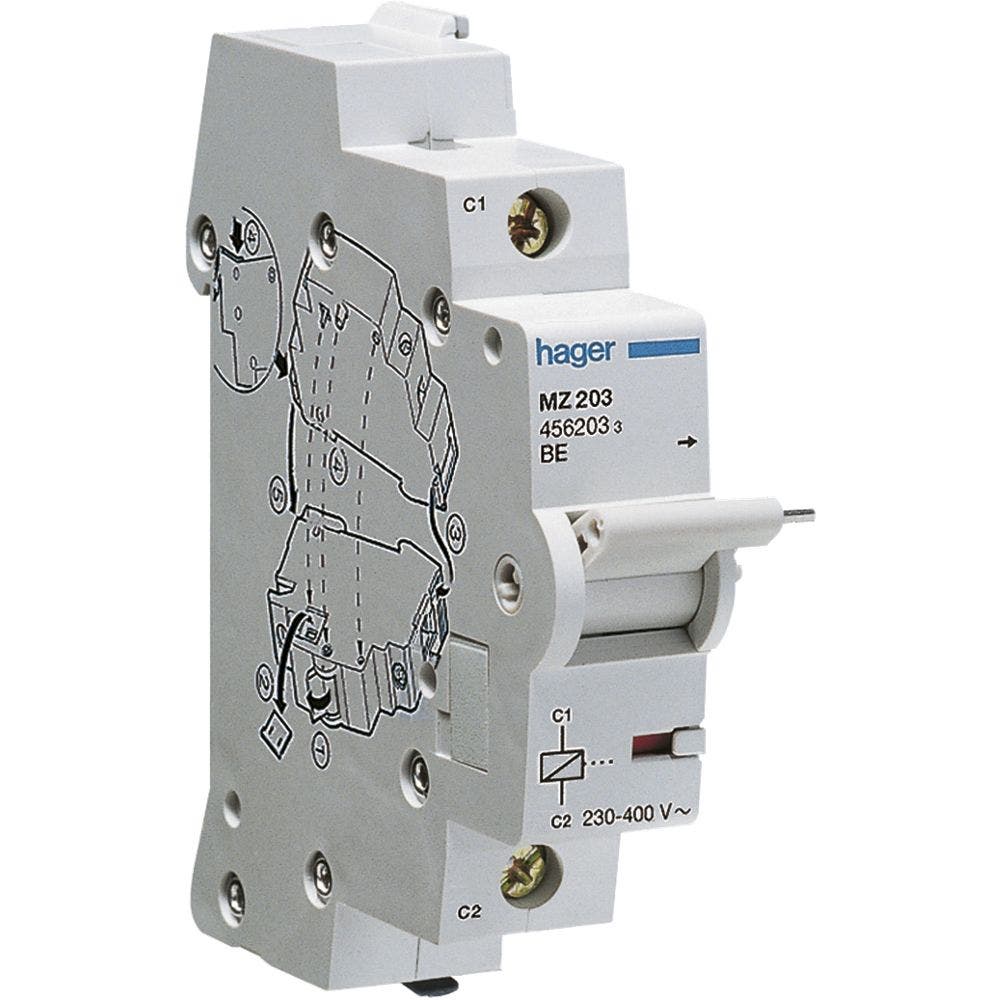 Hager - Bobine émission 230-415V AC courbe C 110-130V DC - MZ203 ...