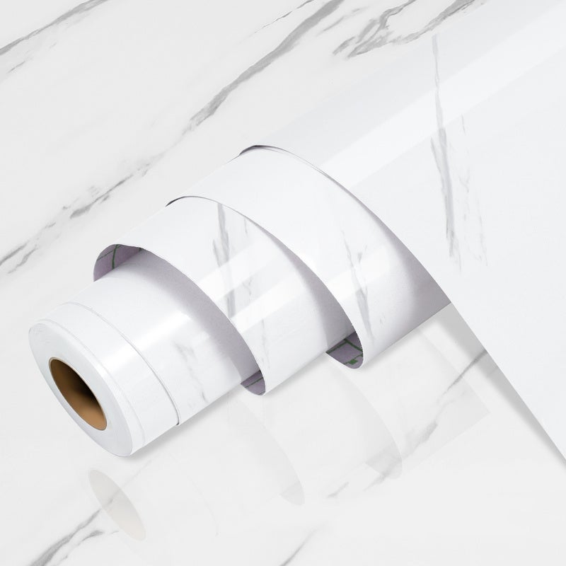 2x PVC Adhesives Sol Autocollantes Décoratifs Blanc Effet Marbre Dalle ...