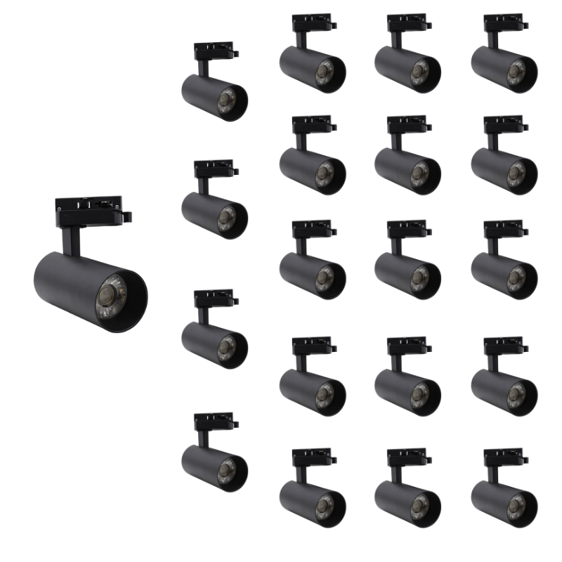 Foco LED en Carril Trifásico CCT 20W 60° Negro - 3000K/4000K/6500K ...