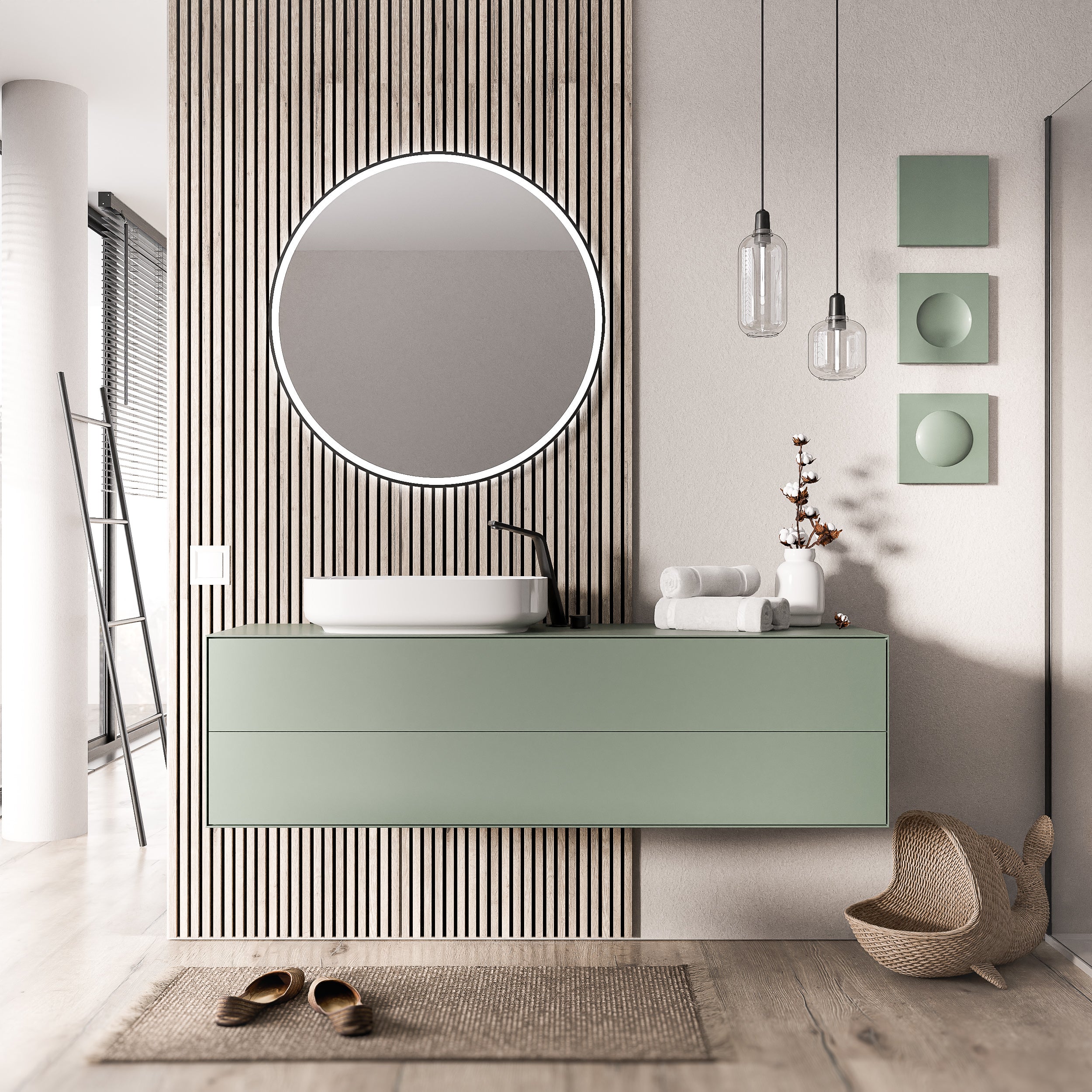 BERNSTEIN - Mobile bagno verde giada opaco 140x50x45 cm (LxPxH) 2 ...