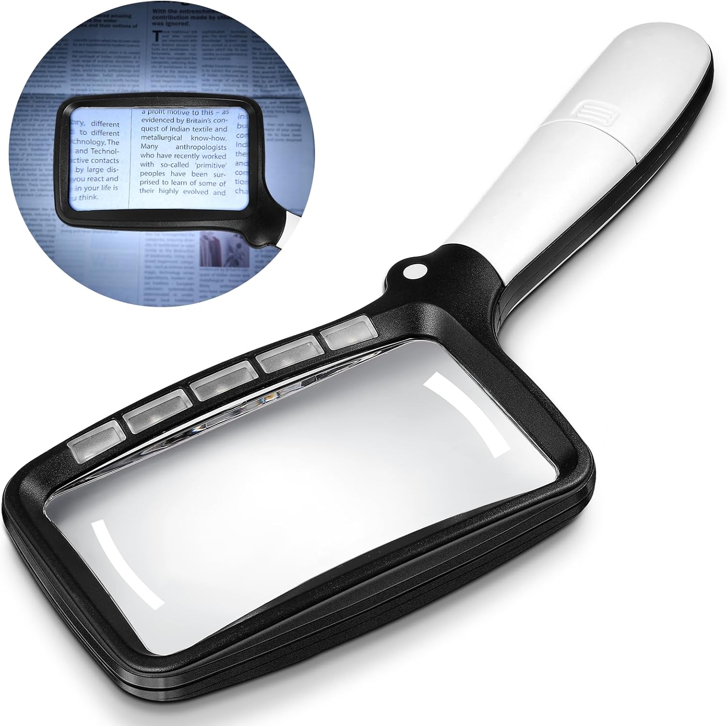 3X Loupe de Lecture Pliable avec Lumière, Loupe de Lecture Rectangulaire Grande avec 5 LED, 2 ...