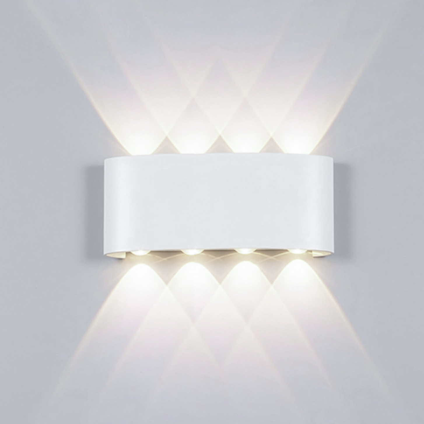 Aplique LED de pared para interior y exterior, lámpara de jardín de aluminio de 8 W, 8 LED ...