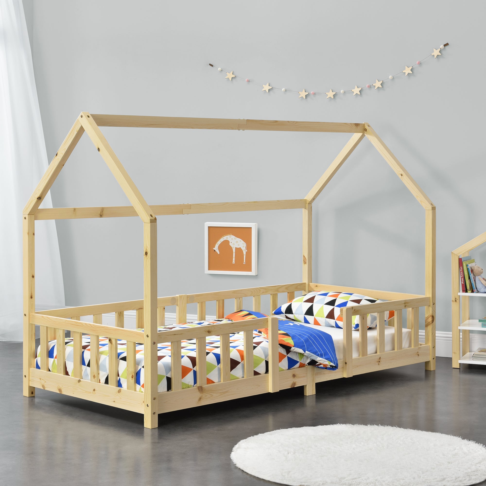 Lit d'Enfant Design Forme Maison Sisimiut Pin 200 x 90 cm Naturel [en ...